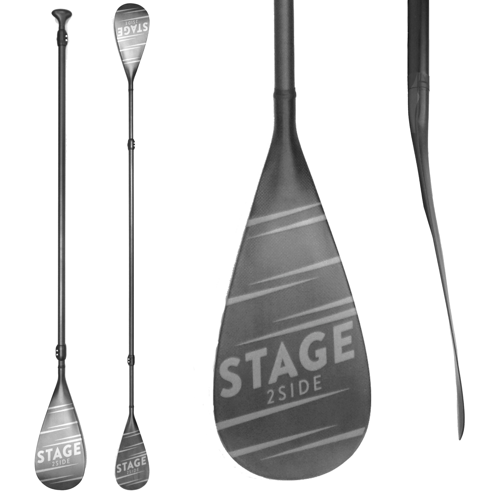 2SIDE Double-Sided Paddleboard Paddle - 100% Carbon Fiber w/ 100% CF B ...
